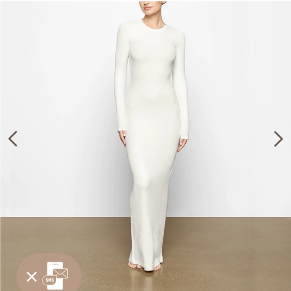 SKIMS | Dresses | Skims Soft Lounge Shimmer Marble White Ribbed Crew ...